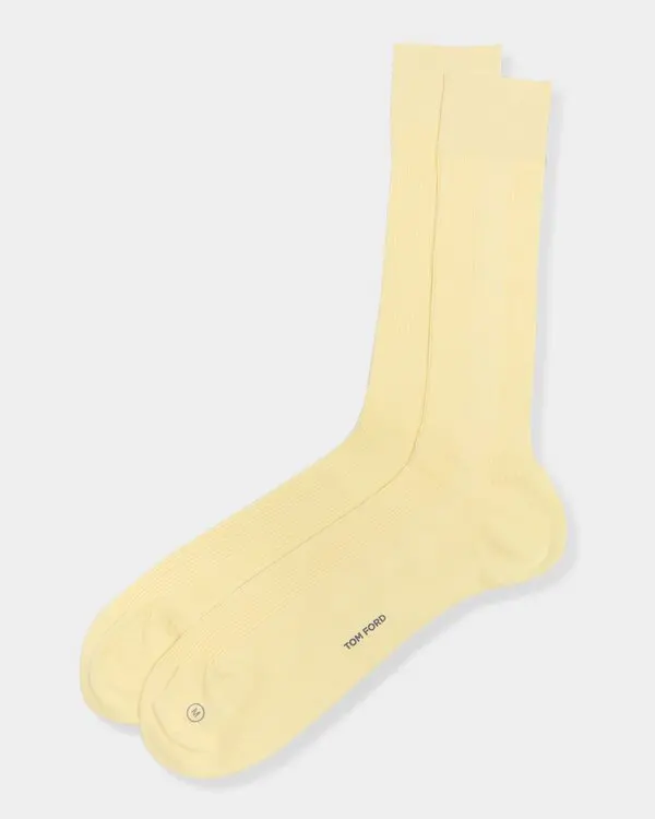 TOM FORD Ribbed Cotton Crew Socks - Vanilla