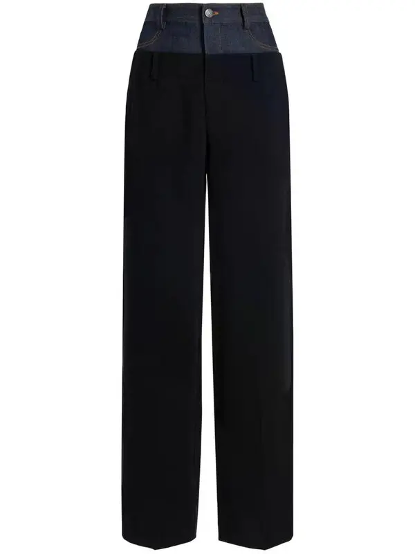 Cinq À Sept Dionne Crepe And Denim Trousers