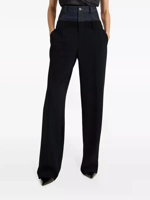 Cinq À Sept Dionne Crepe And Denim Trousers