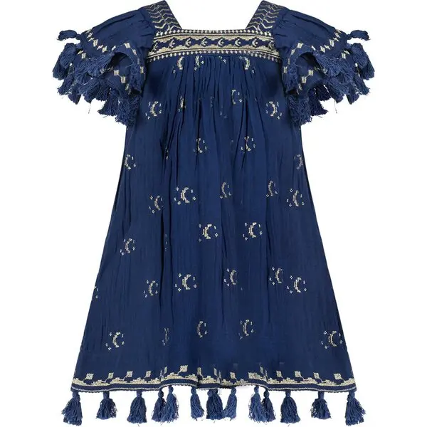 MER ST. BARTH Mini Sandrine Galaxy Embroidered Dress - Blue