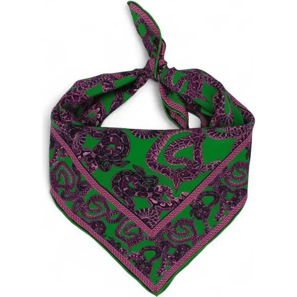 MONZLAPUR Silk Snake Scarf - Magenta X Jade