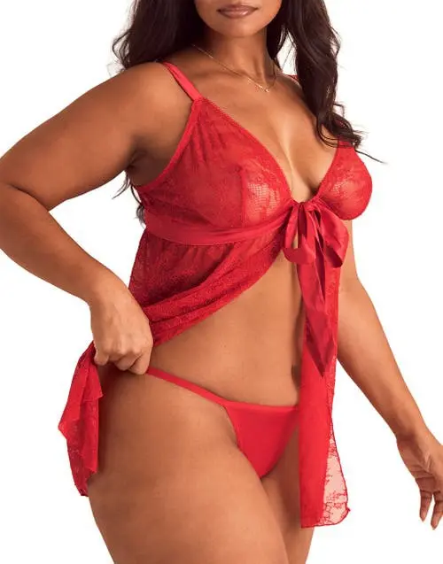 ADORE ME Hillary Babydoll Lingerie - Dark Red
