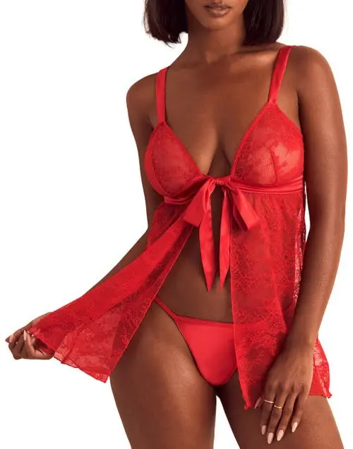 ADORE ME Hillary Babydoll Lingerie - Dark Red