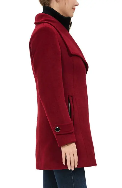 KIMI + KAI Kinsley Wool Blend Walking Coat - Wine