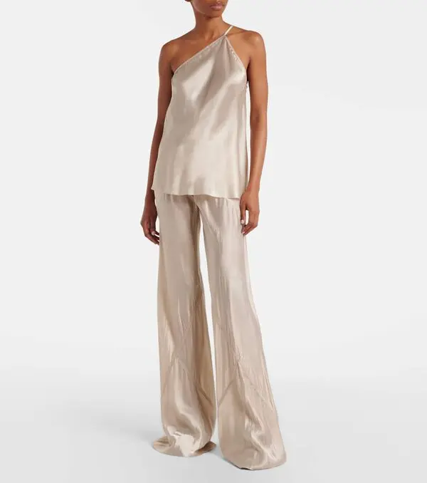 Rick Owens Satin Flared Pants - Beige
