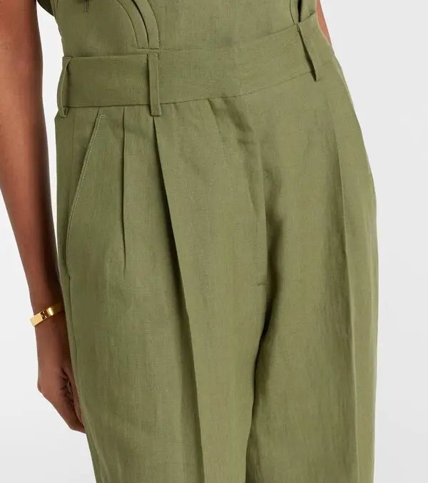BLAZÉ MILANO Midday Sun Wide-leg Linen Pants - Green