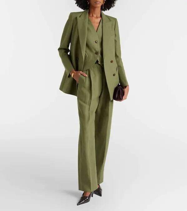 BLAZÉ MILANO Midday Sun Wide-leg Linen Pants - Green