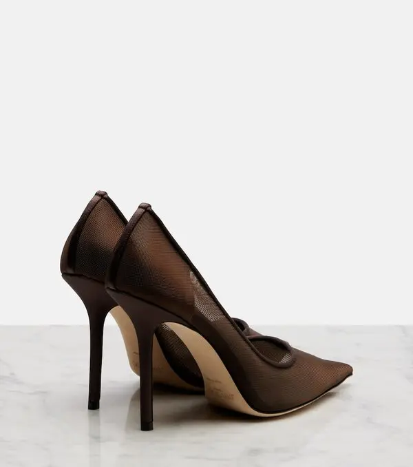 JIMMY CHOO Love 100 Mesh Pointed Toe Pumps