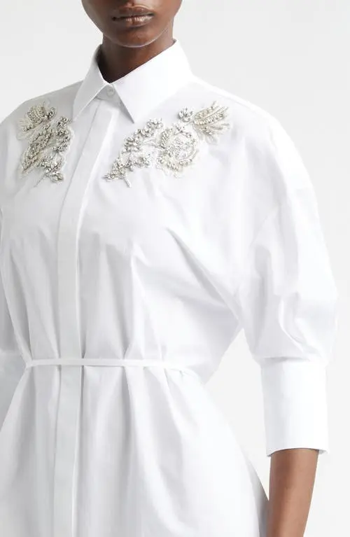 Erdem Embellished Cotton Poplin Shirtdress
