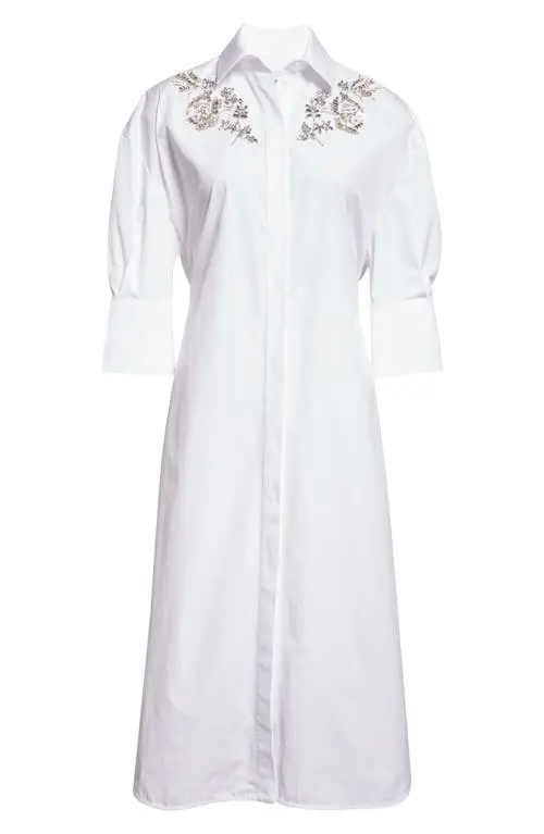Erdem Embellished Cotton Poplin Shirtdress