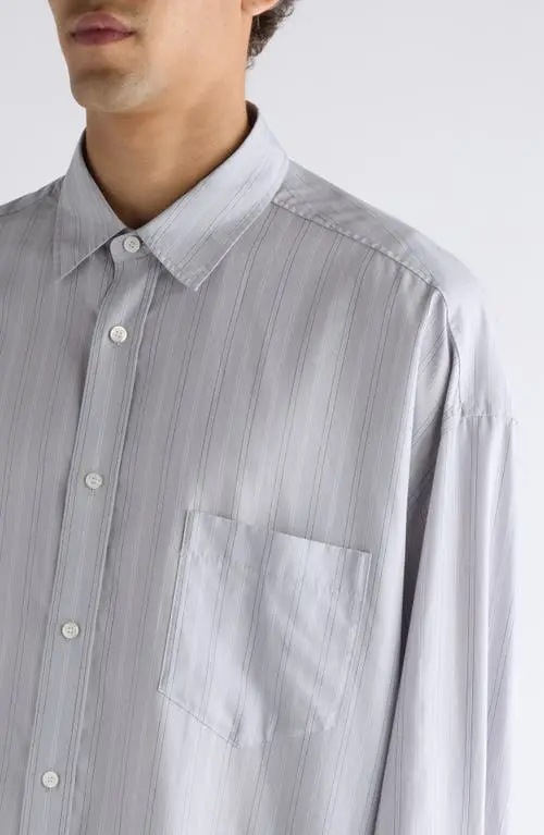 Acne Studios Soffia Relaxed Fit Stripe Button-up Shirt - Grey/multi