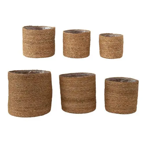 STORIED HOME Hand-woven Seagrass Baskets With Plastic Lining - Natural