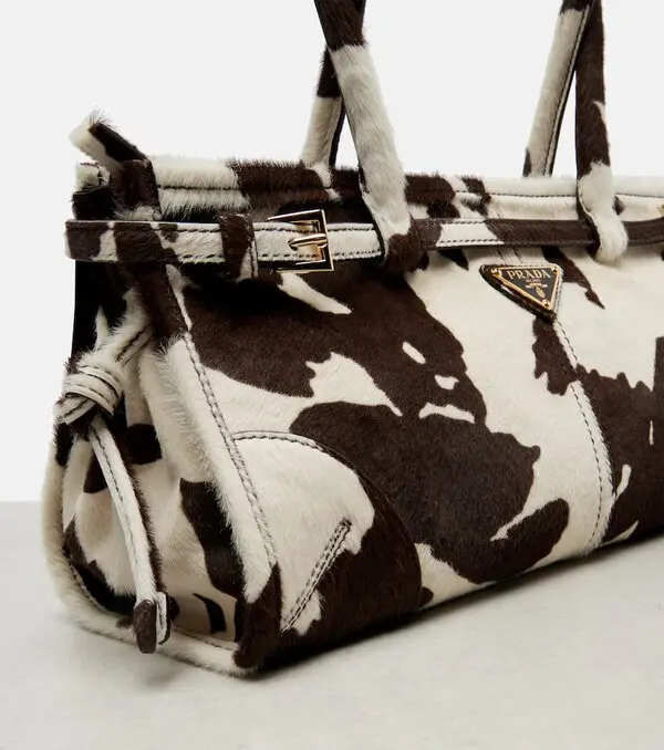 Prada Bonnie Medium Calf Hair Shoulder Bag - Brown