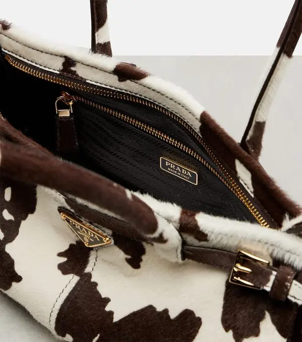 Prada Bonnie Medium Calf Hair Shoulder Bag - Brown
