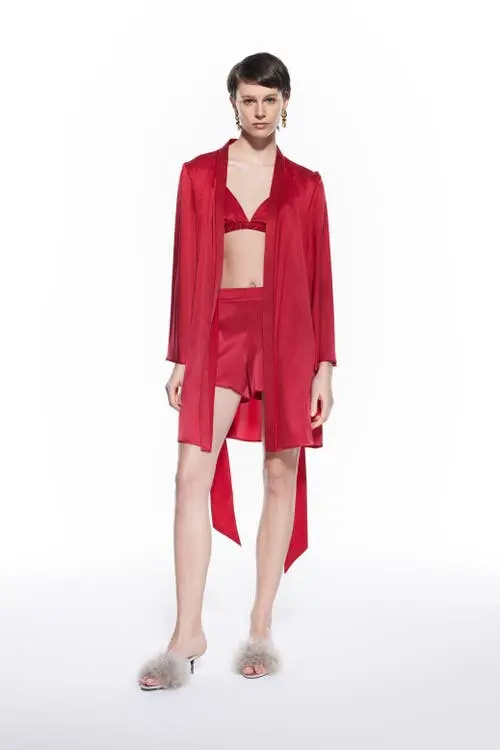 MERS SILK Anya Silk Robeluxurious Silk Wrap Robe