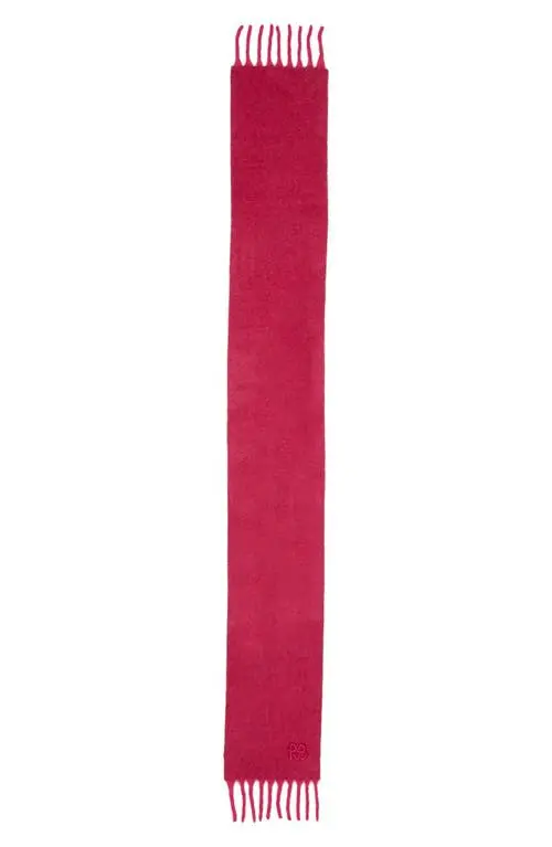 Ruslan Baginskiy Monogram Embroidered Wool Blend Fringe Scarf - Pink