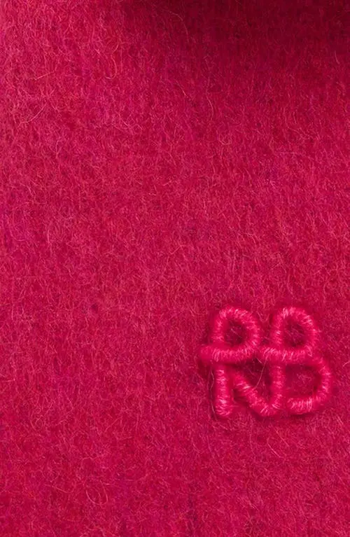 Ruslan Baginskiy Monogram Embroidered Wool Blend Fringe Scarf - Pink