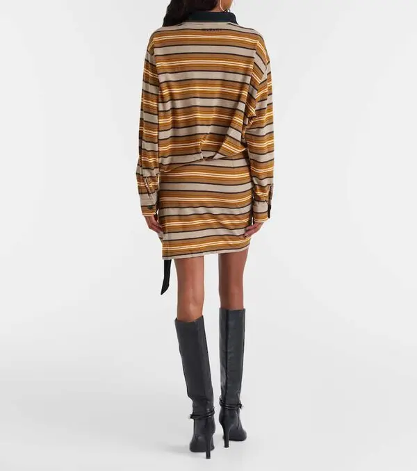 MARANT ETOILE Isea Striped Polo Shirt Dress - Multicoloured