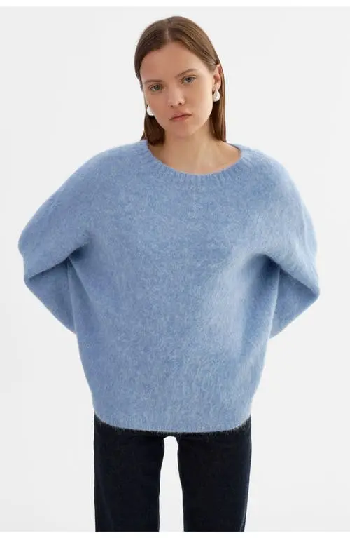 LAMARQUE Vera Boxy Wool Sweater - Heather Blue