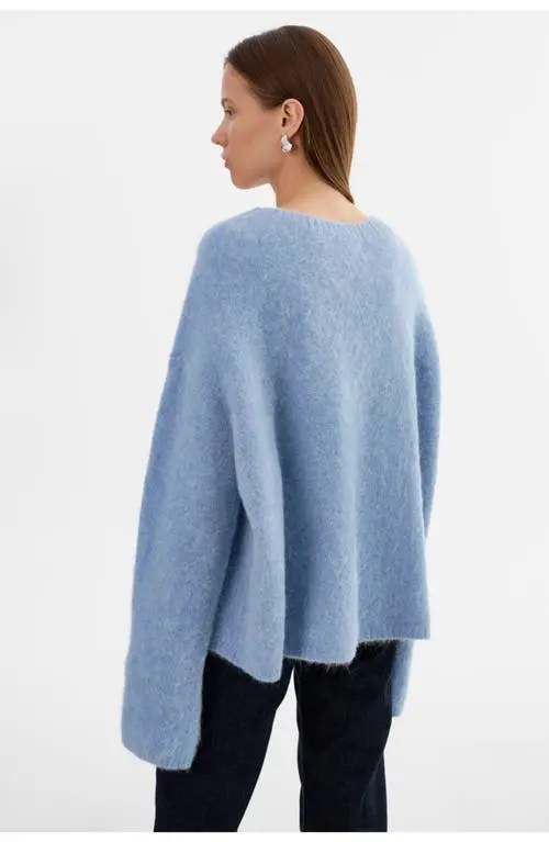 LAMARQUE Vera Boxy Wool Sweater - Heather Blue
