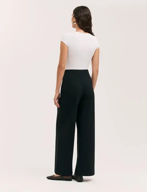 FINERY LONDON Caryl Ponte Jersey Wide Leg Trousers
