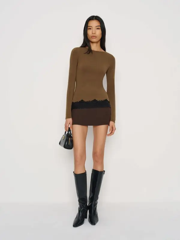 REFORMATION Hunter Knit Top - Brown