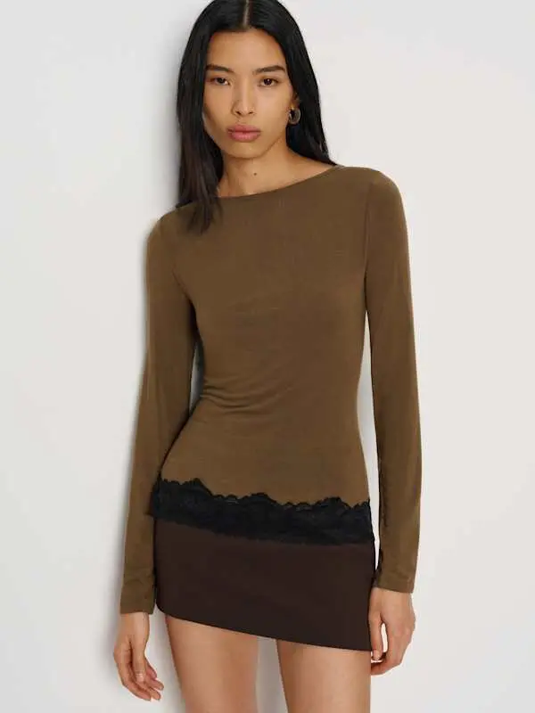 REFORMATION Hunter Knit Top - Brown
