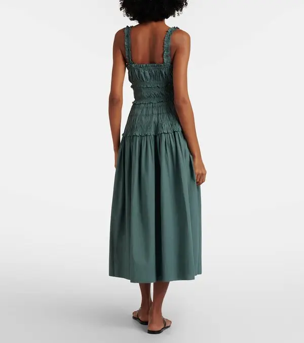 slim fit dress slacks Dôen Women's Quinn Cotton Shirred Midi-Dress - Salt main image 0
