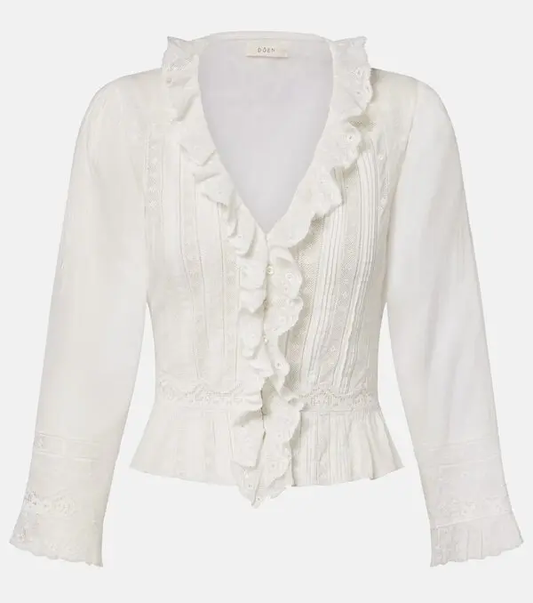DÔEN Eldoris Ruffled Cotton Blouse