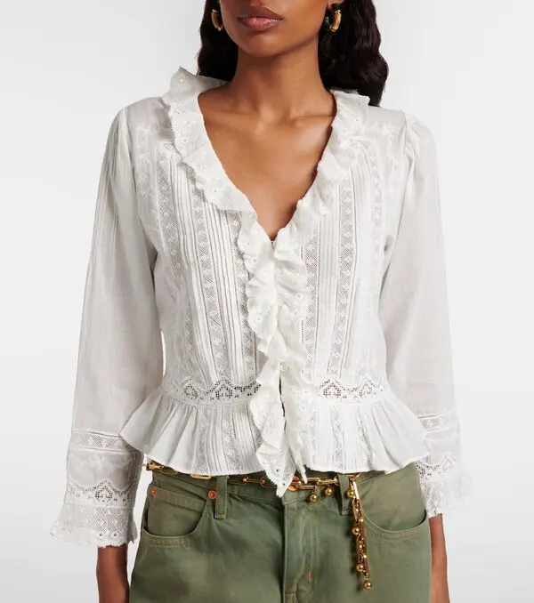 DÔEN Eldoris Ruffled Cotton Blouse