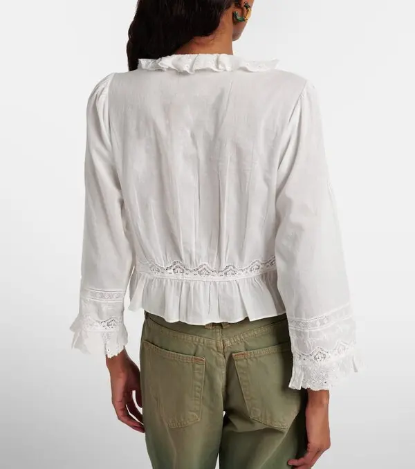DÔEN Eldoris Ruffled Cotton Blouse