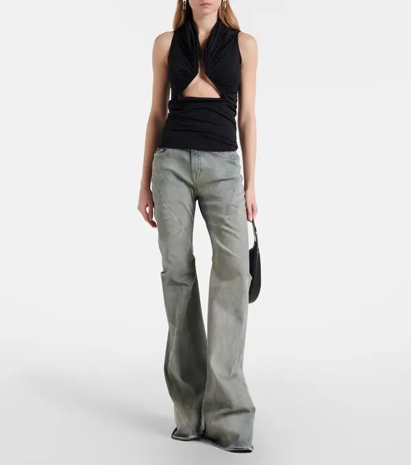 Rick Owens Cutout Ruched Jersey Top