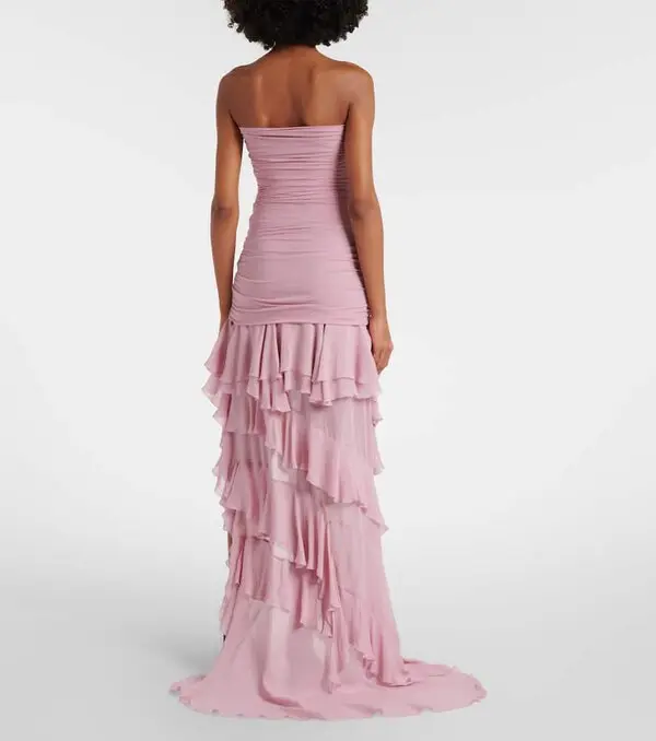 Blumarine Asymmetric Ruffled Georgette Gown