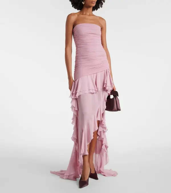 Blumarine Asymmetric Ruffled Georgette Gown