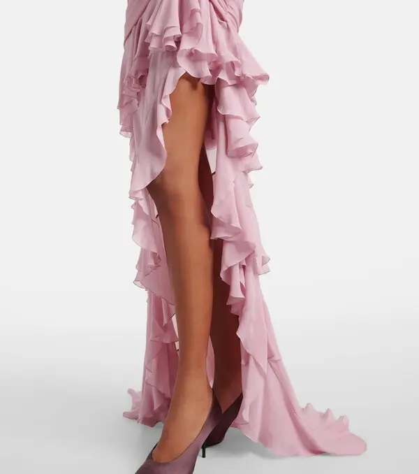 Blumarine Asymmetric Ruffled Georgette Gown