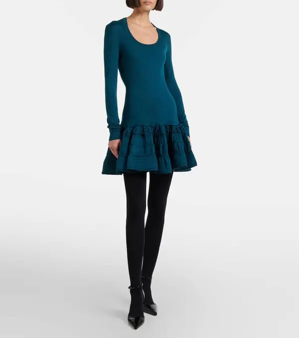 Alaïa Ruffled Wool-blend Minidress