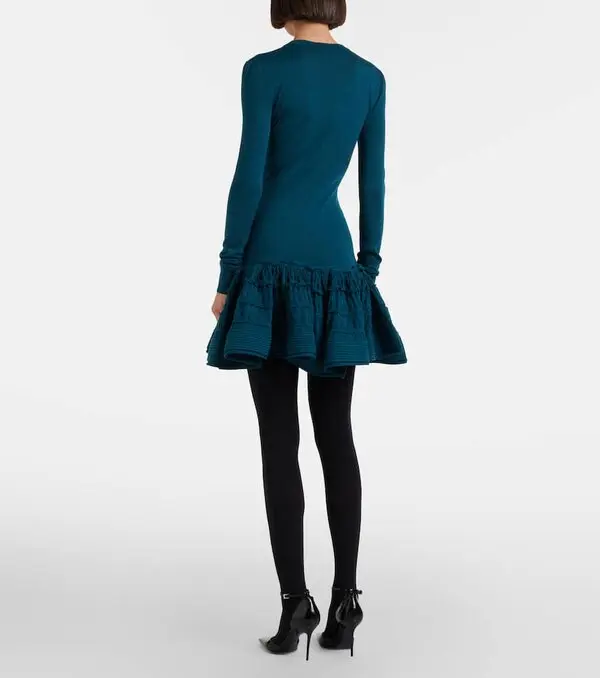 Alaïa Ruffled Wool-blend Minidress