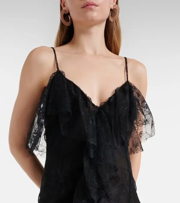 Blumarine Ruffled Sheer Lace Gown