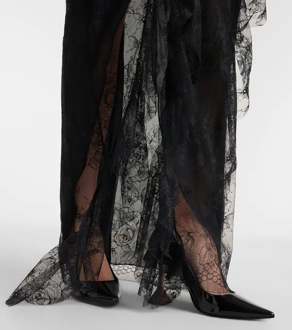 Blumarine Ruffled Sheer Lace Gown