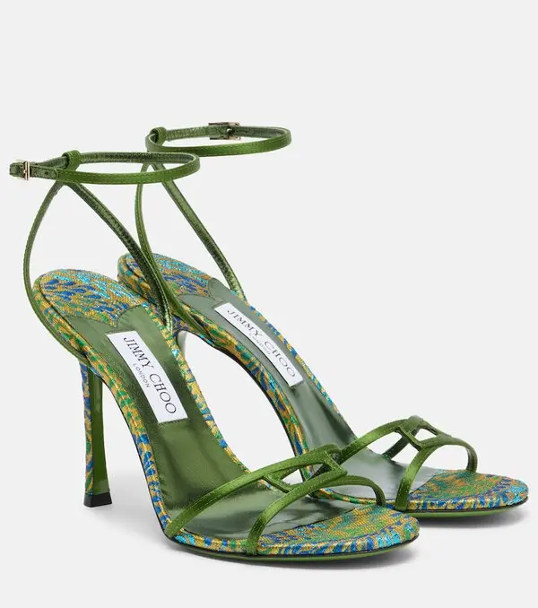JIMMY CHOO 1998 Leo Satin Sandals - Green