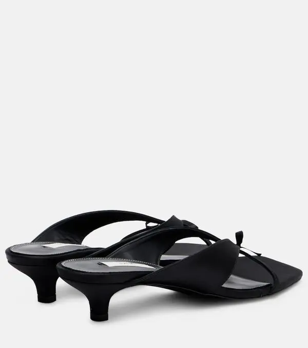 TOTEME Bow Detail Satin Mules - Black