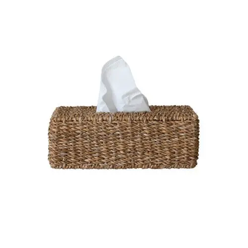 STORIED HOME Hand-woven Seagrass Tissue Box Cover - Natural