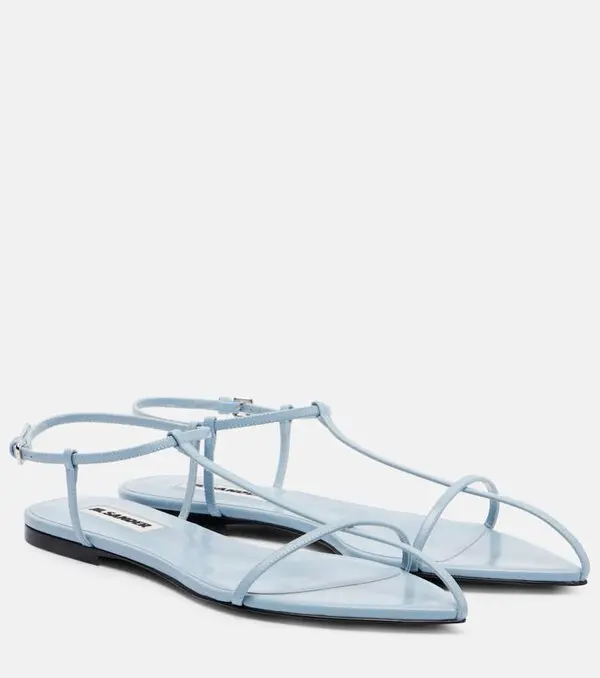 JIL SANDER Cage Leather Sandals - Blue