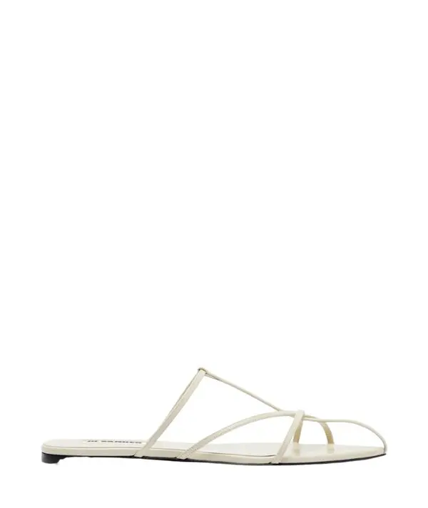 JIL SANDER Cage Leather Sandals - White