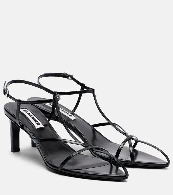 JIL SANDER Cage Leather Sandals - Black