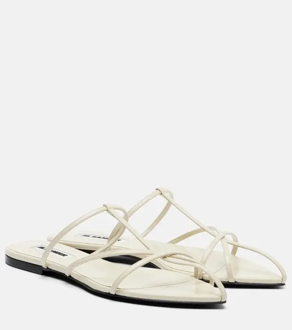 JIL SANDER Cage Leather Sandals - White