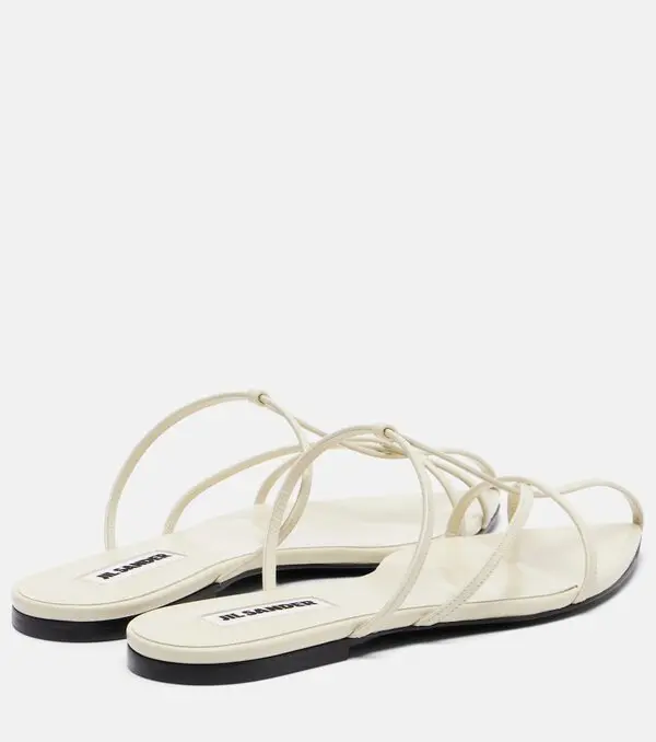 JIL SANDER Cage Leather Sandals - White