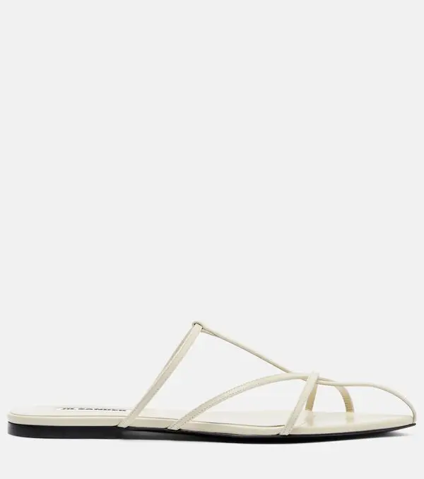 JIL SANDER Cage Leather Sandals - White