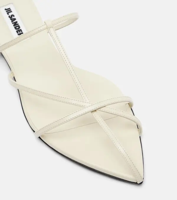 JIL SANDER Cage Leather Sandals - White