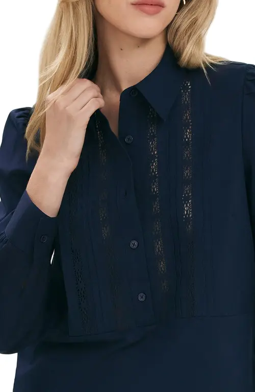 FINERY LONDON Remy Lace Detail Shirt - Navy
